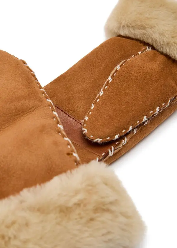 AGNELLE Alix Shearling-lined Suede Gloves
