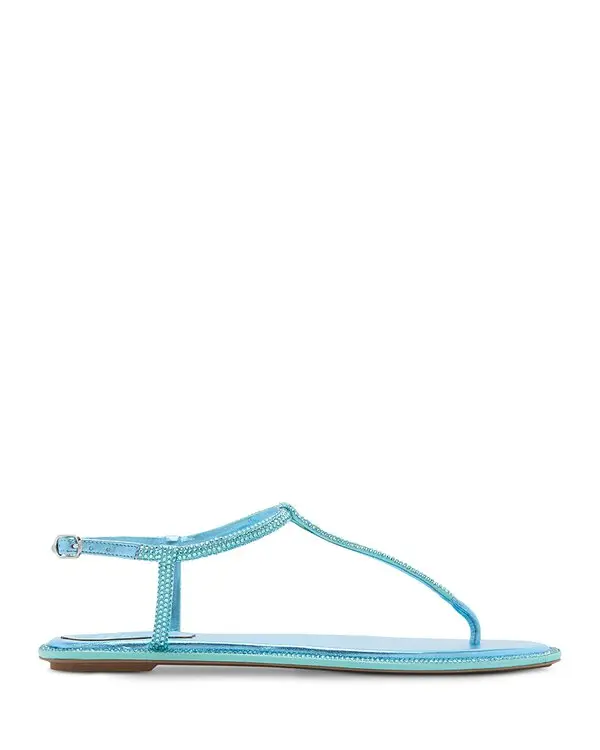 Rene Caovilla Thong Sandals - Aqua Satin