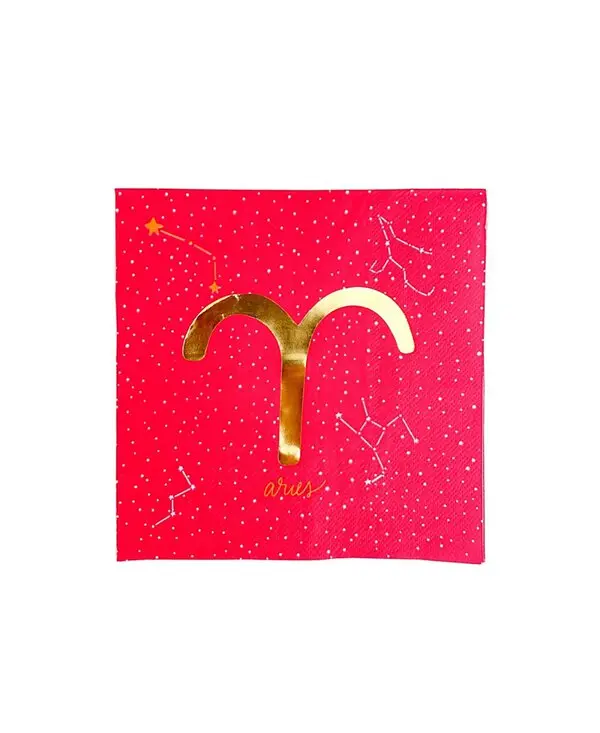 JOLLITY & CO Zodiac Themed Paper Party Large Napkins, Set Of 16 - Aries