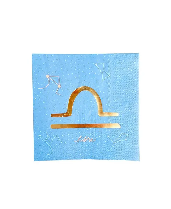 JOLLITY & CO Zodiac Themed Paper Party Large Napkins, Set Of 16 - Libra