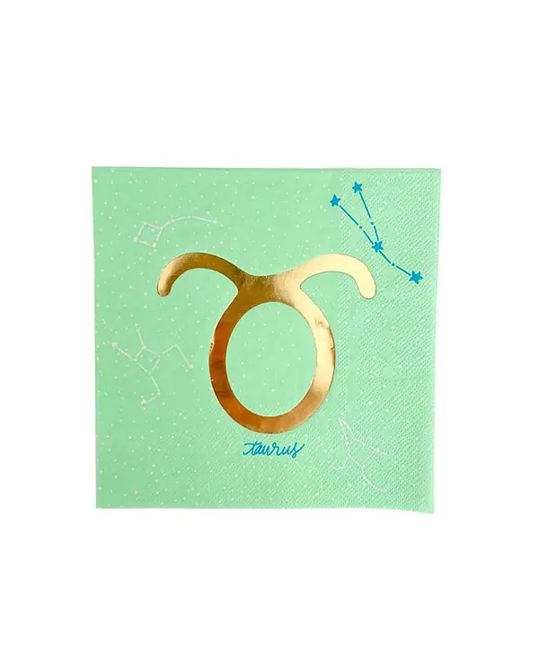 JOLLITY & CO Zodiac Themed Paper Party Large Napkins, Set Of 16 - Taurus