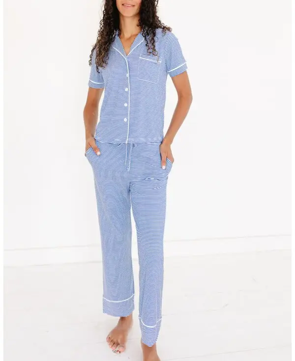 MOTETTE Cobalt Stripe Bamboo Pajama Set
