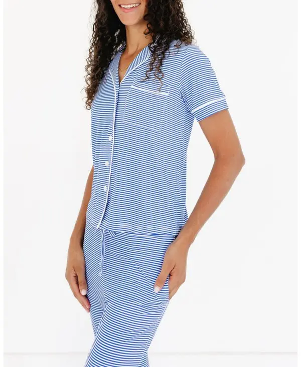 MOTETTE Cobalt Stripe Bamboo Pajama Set