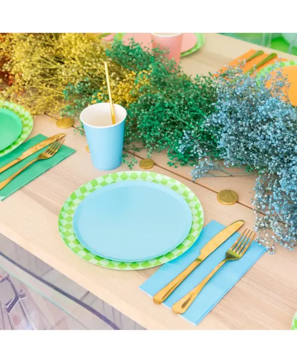 JOLLITY & CO Solid Shade Colors, Paper Party Dessert Plates, Set Of 8 - Cloud
