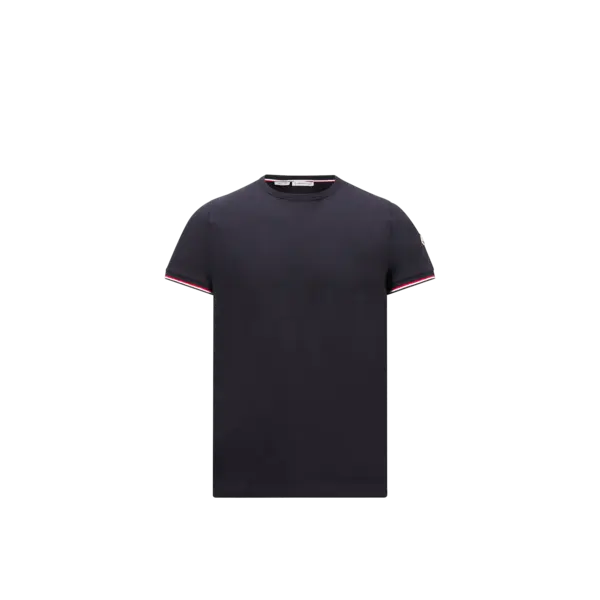 Moncler Tricolor-trimmed Cotton T-shirt - Blue