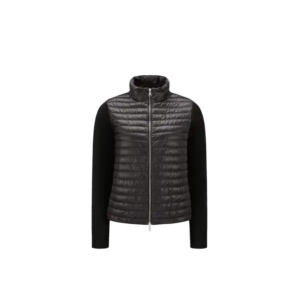 Moncler Padded Wool Zip-up Cardigan - Black