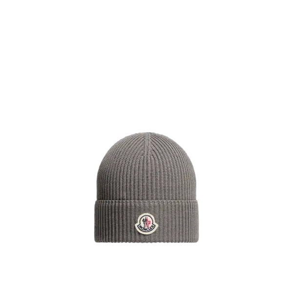 Moncler Logo Cotton Beanie - Grey