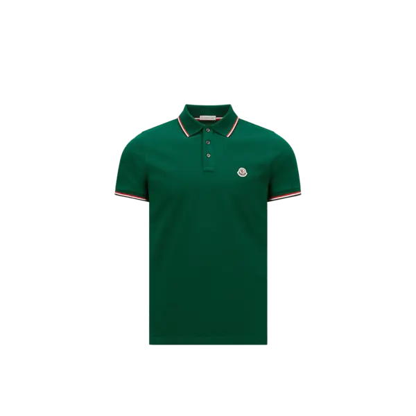 Moncler Tricolor-trimmed Cotton Piquet Polo Shirt - Green