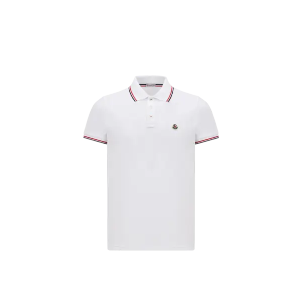 Moncler Tricolor-trimmed Cotton Piquet Polo Shirt - White