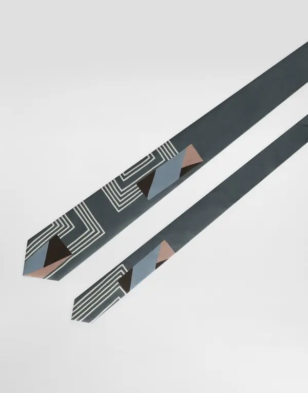 Dolce & Gabbana Vintage-print Twill Tie - Grey
