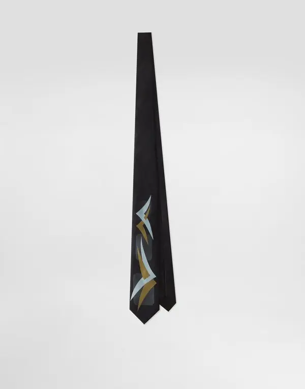 Dolce & Gabbana Vintage-print Twill Neck Tie - Grey
