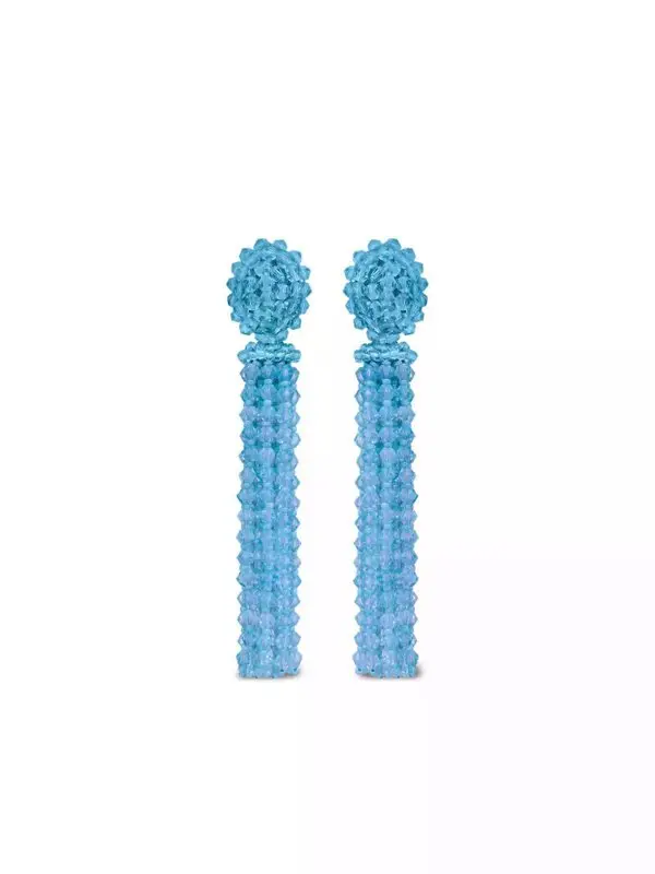 Oscar De La Renta Beaded Tassel Earrings - Blue