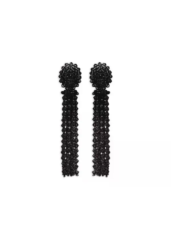 Oscar De La Renta Bead-embellished Tassel Earrings - Black