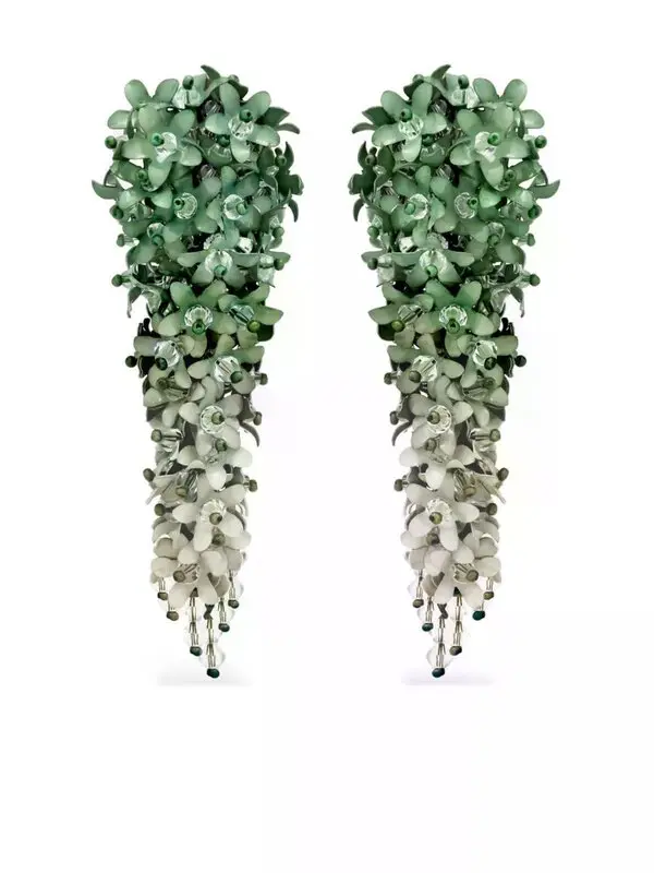 Oscar De La Renta Cascading Flower Drop Earrings - Green