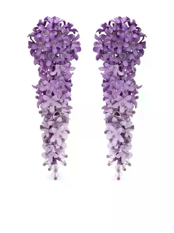 Oscar De La Renta Floral Drop Earrings - Purple