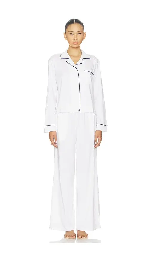 Polo Ralph Lauren Long Sleeve & Pant Pj Set In Ivory - White Cloud
