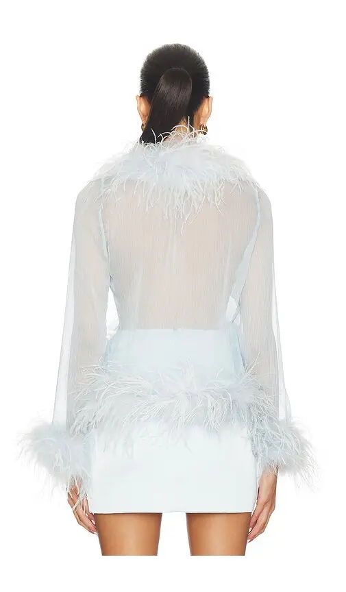 BUBISH Gigi Sheer Feather Blouse - Pale Blue