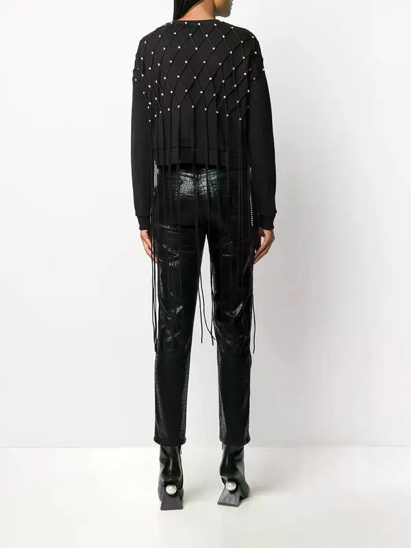 Philipp Plein Crystal-net Fringe Crop Top