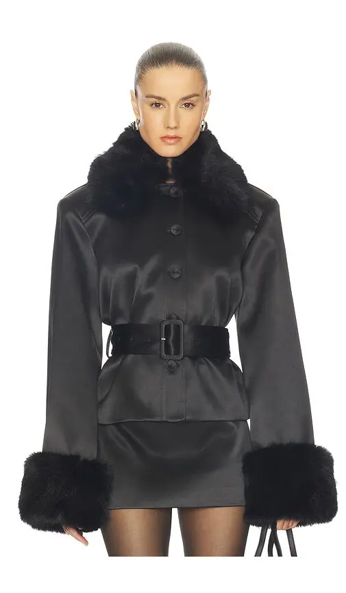 CAMILA COELHO Julieta Jacket With Faux Fur Trim