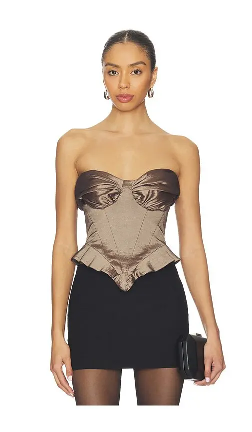 CAMILA COELHO Amaranta Metallic Bustier Top