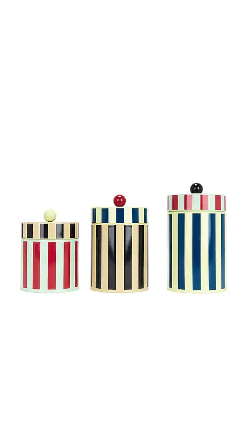 DUSEN DUSEN Set Of 3 Stripe Canister - Multi
