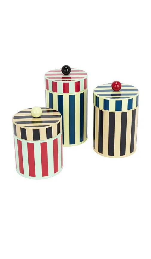 DUSEN DUSEN Set Of 3 Stripe Canister
