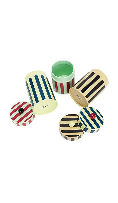 DUSEN DUSEN Set Of 3 Stripe Canister