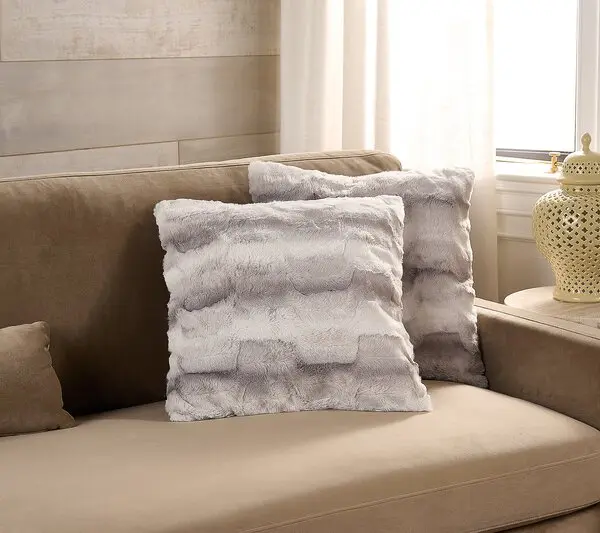 Dennis Basso Hotel Du Cobb Set Of 2 20' Faux Fur Pillows By - One-color