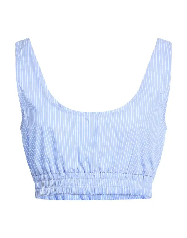 MODES Striped Woven Crop Top - Blue
