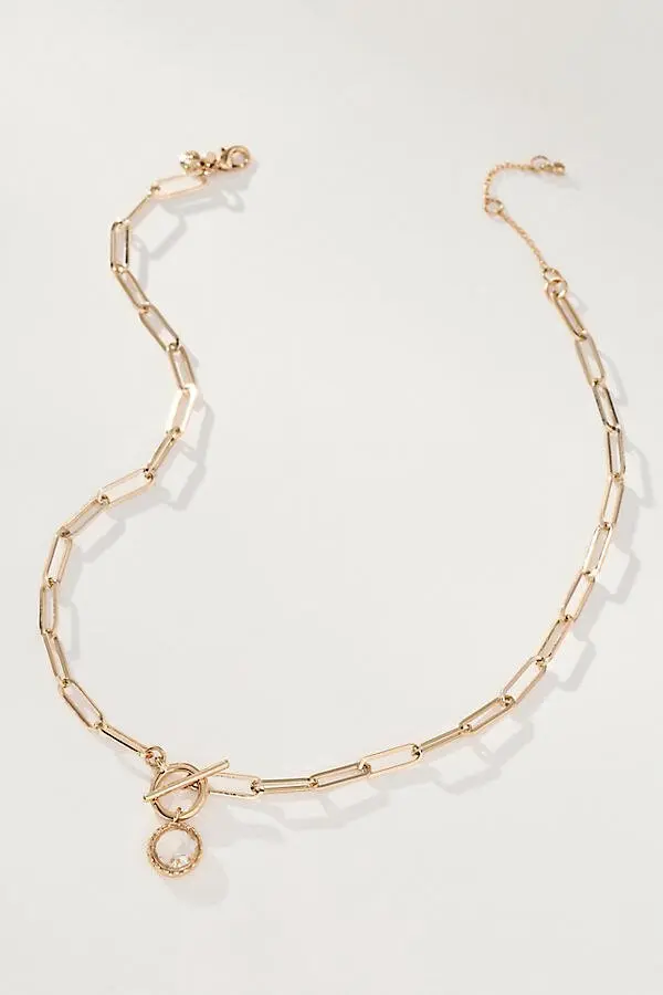 Anthropologie Stone Pendant Necklace - Gold