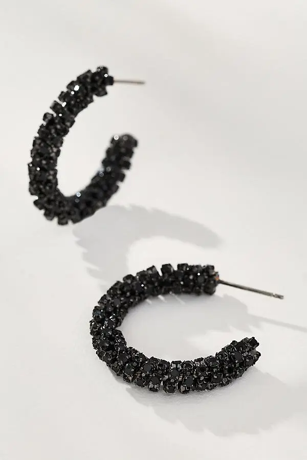 Anthropologie Small Hoop Earrings - Black