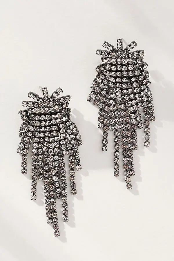 Anthropologie Crystal Firework Earrings - Gunmetal