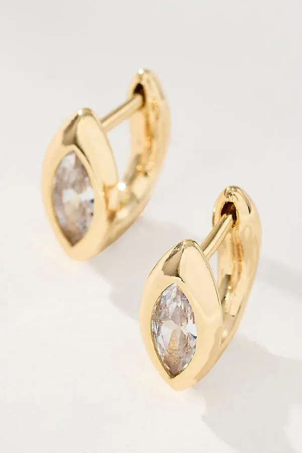 Anthropologie Bezel Huggie Earrings - Gold