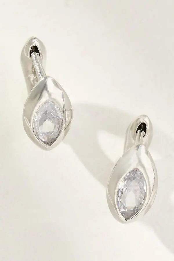 Anthropologie Bezel Huggie Earrings - Silver
