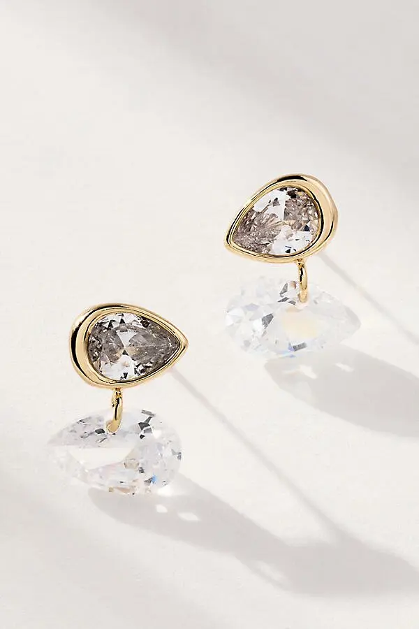 Anthropologie Bezel Teardrop Earrings - Gold