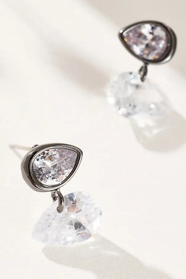 Anthropologie Bezel Teardrop Earrings - Gunmetal