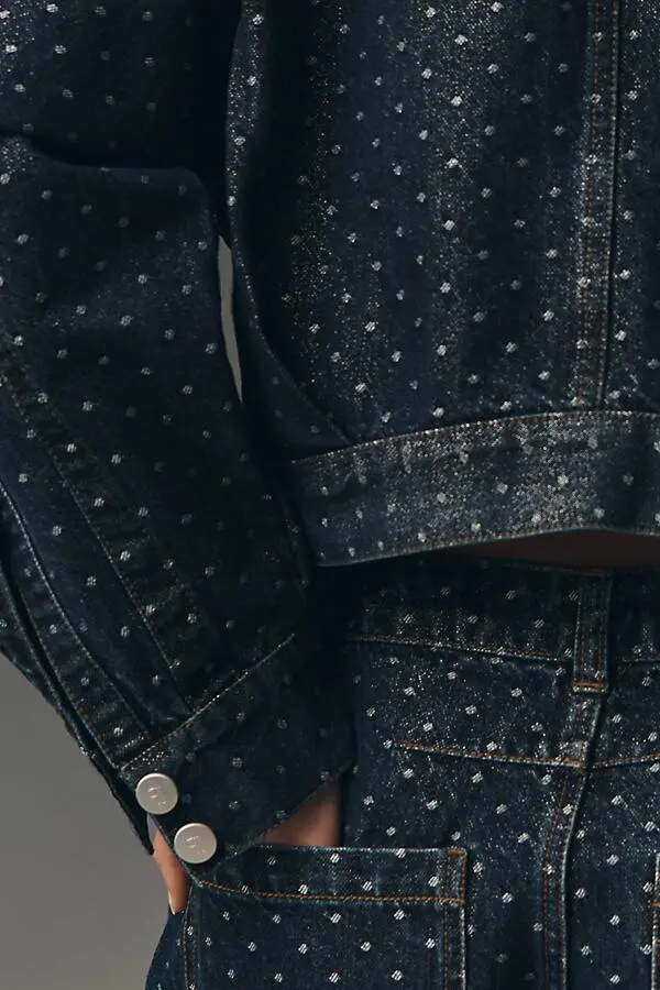 PILCRO Lurex Polka Dot Dolman Denim Jacket