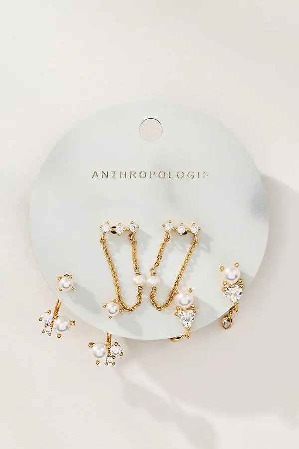 Anthropologie Drippy Earrings Set Of 3 - Pearl