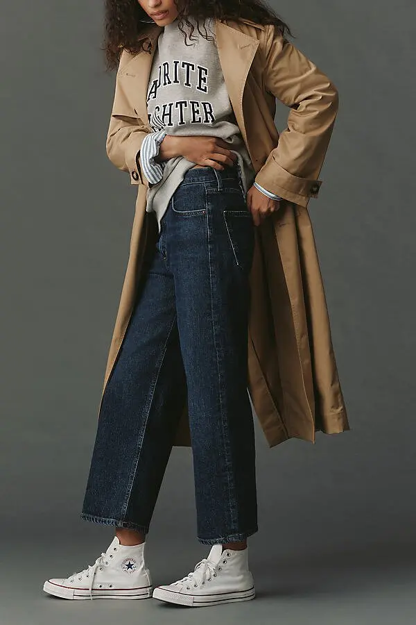 AGOLDE Ren High-rise Crop Wide-leg Jeans - Echo