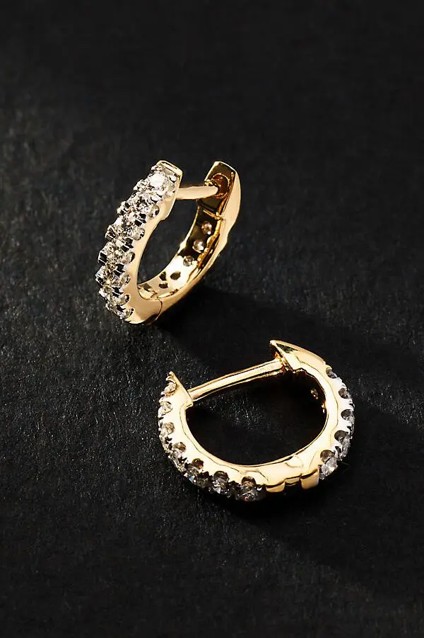 FINE DIAMONDS BY ANTHROPOLOGIE Diamond Hoop Earrings - Gold