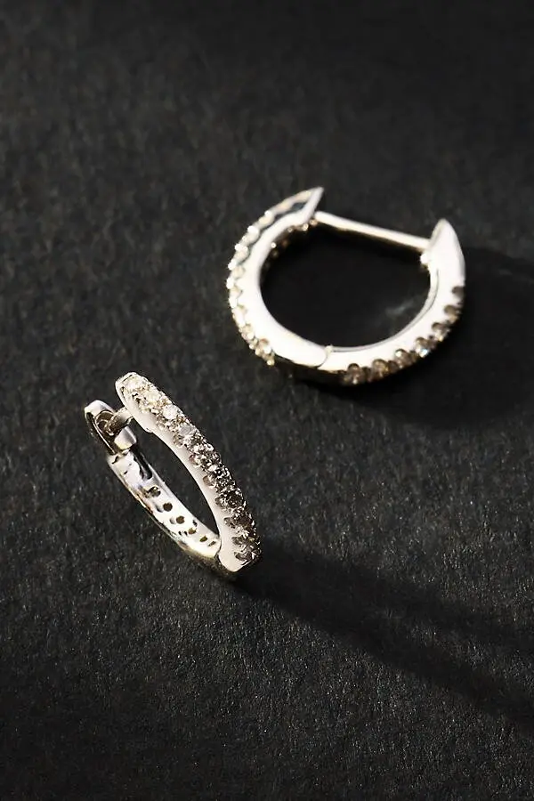FINE DIAMONDS BY ANTHROPOLOGIE Diamond Hoop Earrings - Silver