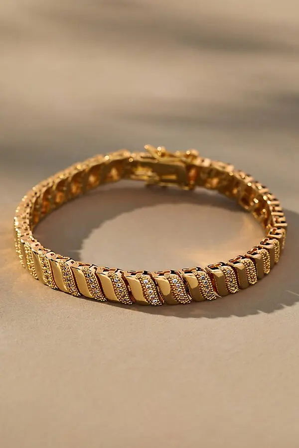 Anthropologie Pavé Tennis Bracelet - Gold