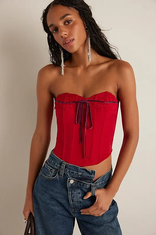 Free People Intimately Corset - Luxe Red