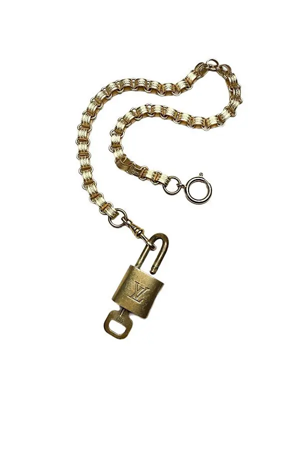 LUX REVIVAL Vintage 1990s Lv Padlock And Key With Chain Necklace - Bronze