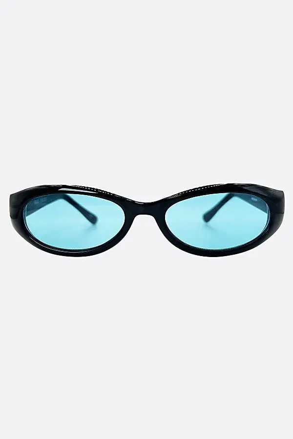 GIANT VINTAGE SUNGLASSES Farah Oval 90's Sunglasses - Black Aqua