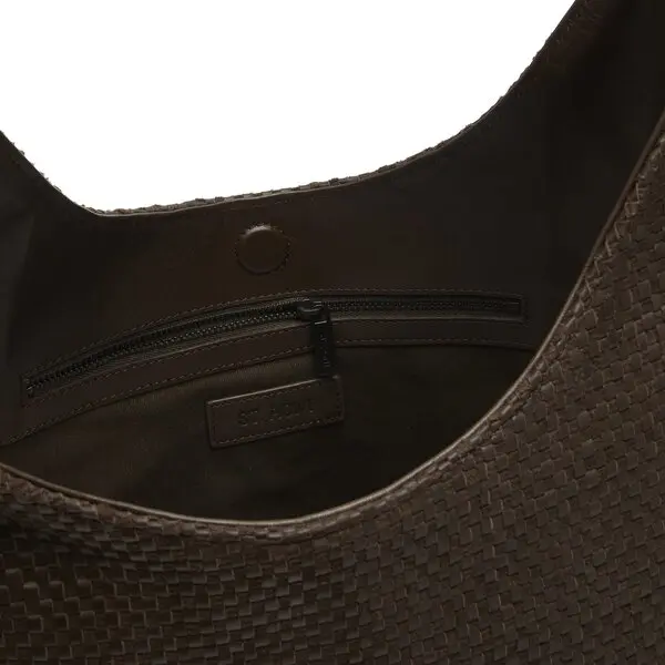 ST. AGNI Lattice Weave Large Tote - Coffee