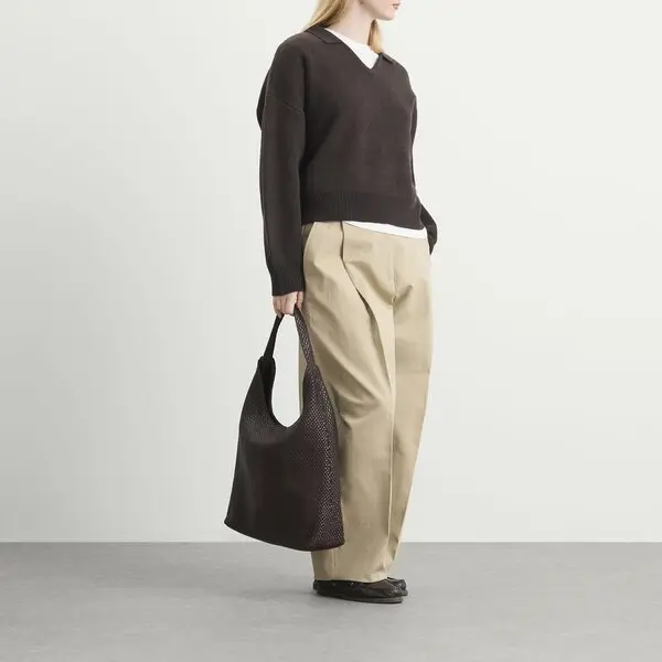 ST. AGNI Lattice Weave Large Tote - Coffee