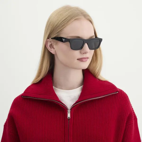 Prada Geometric Frame Sunglasses - Black/dark Grey