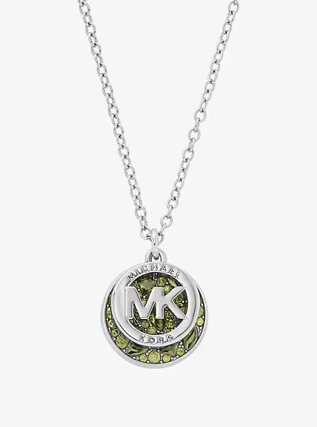 Michael Kors Pavé Logo Necklace - Silver