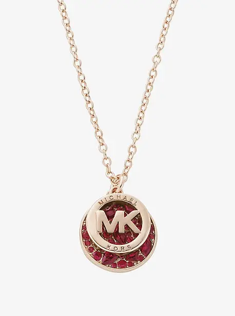 Michael Kors Pavé Logo Necklace - Rose Gold